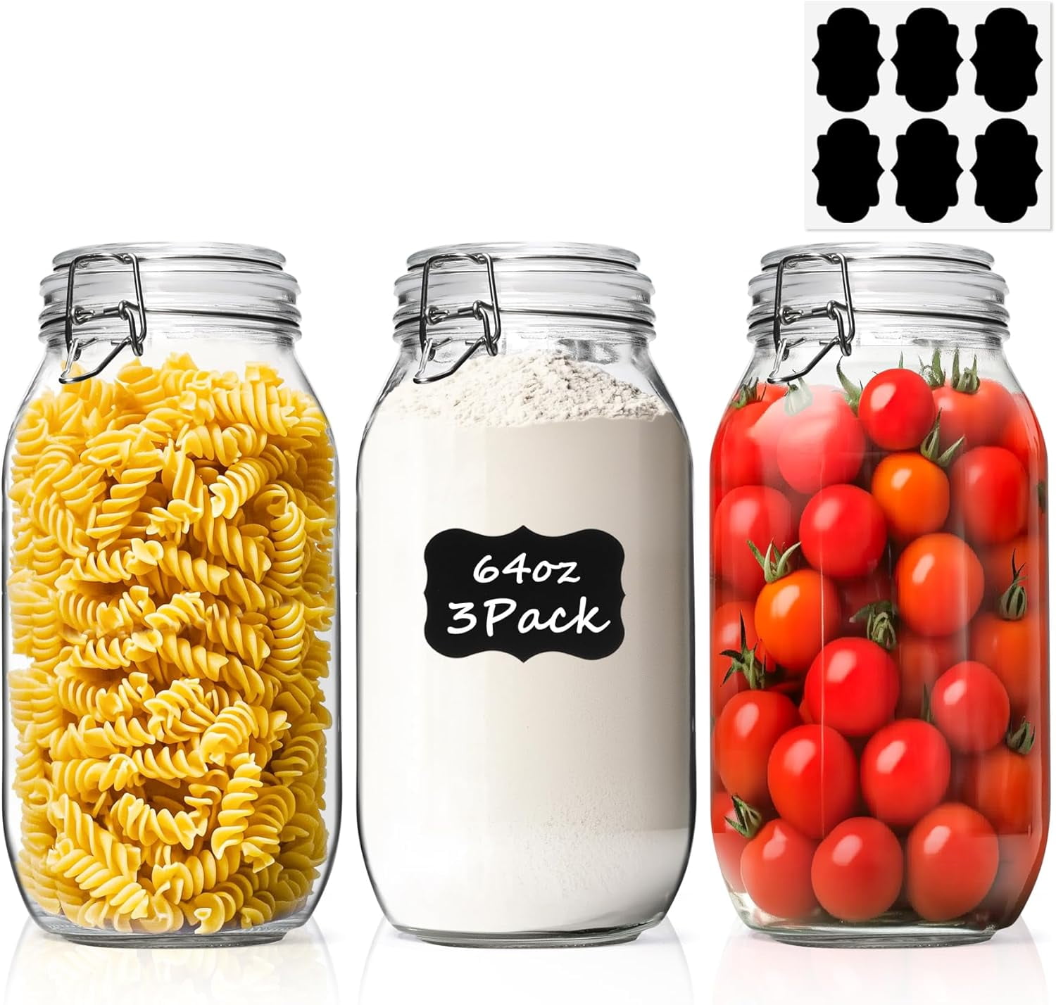 Airtight Glass Canister Set of 3 with Lids 78oz Food Storage Jar Square ...