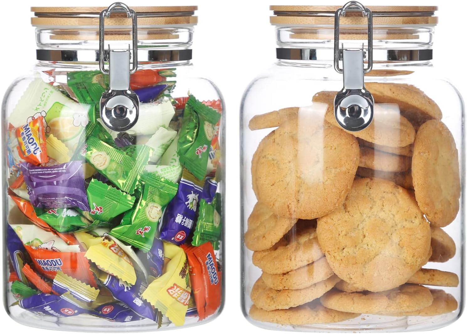 Airtight Glass Cookie Jars with Clear Design and Locking Clamp Lids ...