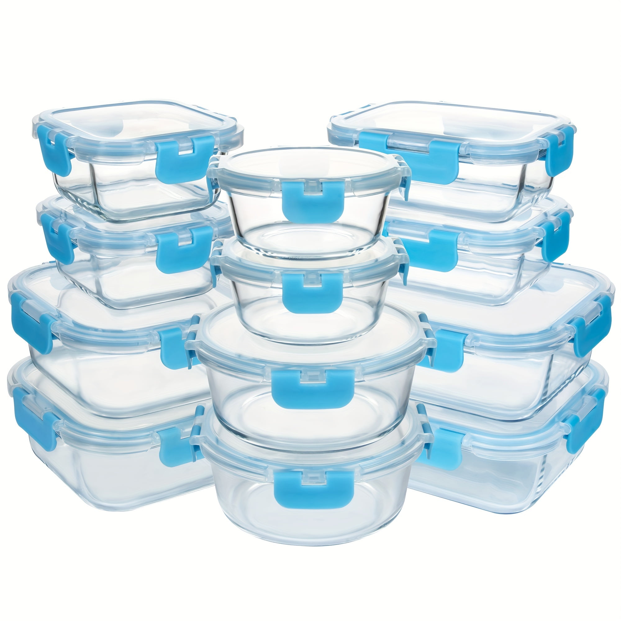 [Airtight Glass Food Containers] 24pcs Airtight Glass Food Storage ...
