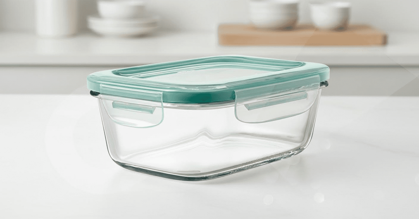 Airtight Glass Food Storage Container with Smart Seal, 3.5 Cup Capacity ...
