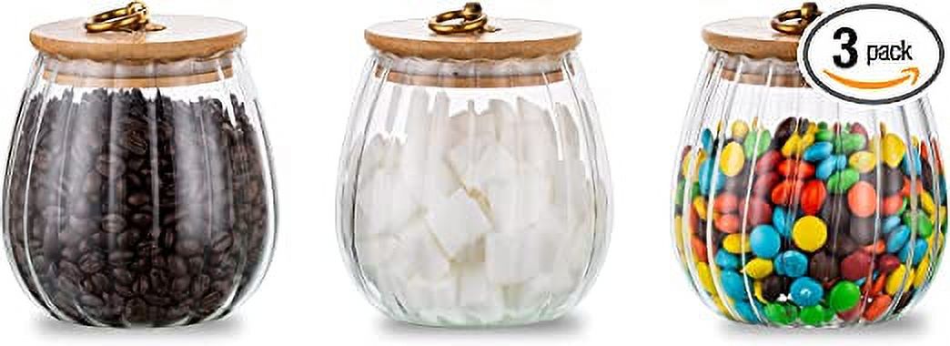 Airtight Glass Jars with Bamboo Lids, Pack of 3 Air Tight Pumpkin ...