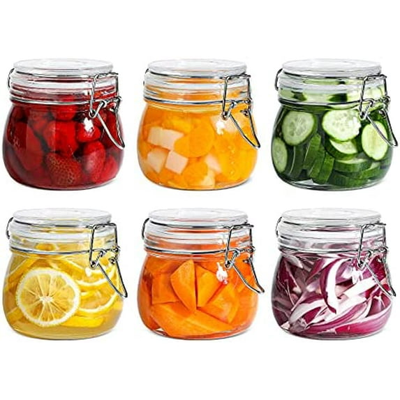 Airtight Glass Jars with Lids 17oz Small Food Storage Container Set of ...