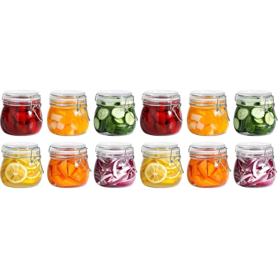 Airtight Glass Jars with Lids 17oz Small Food Storage Containers Set of ...