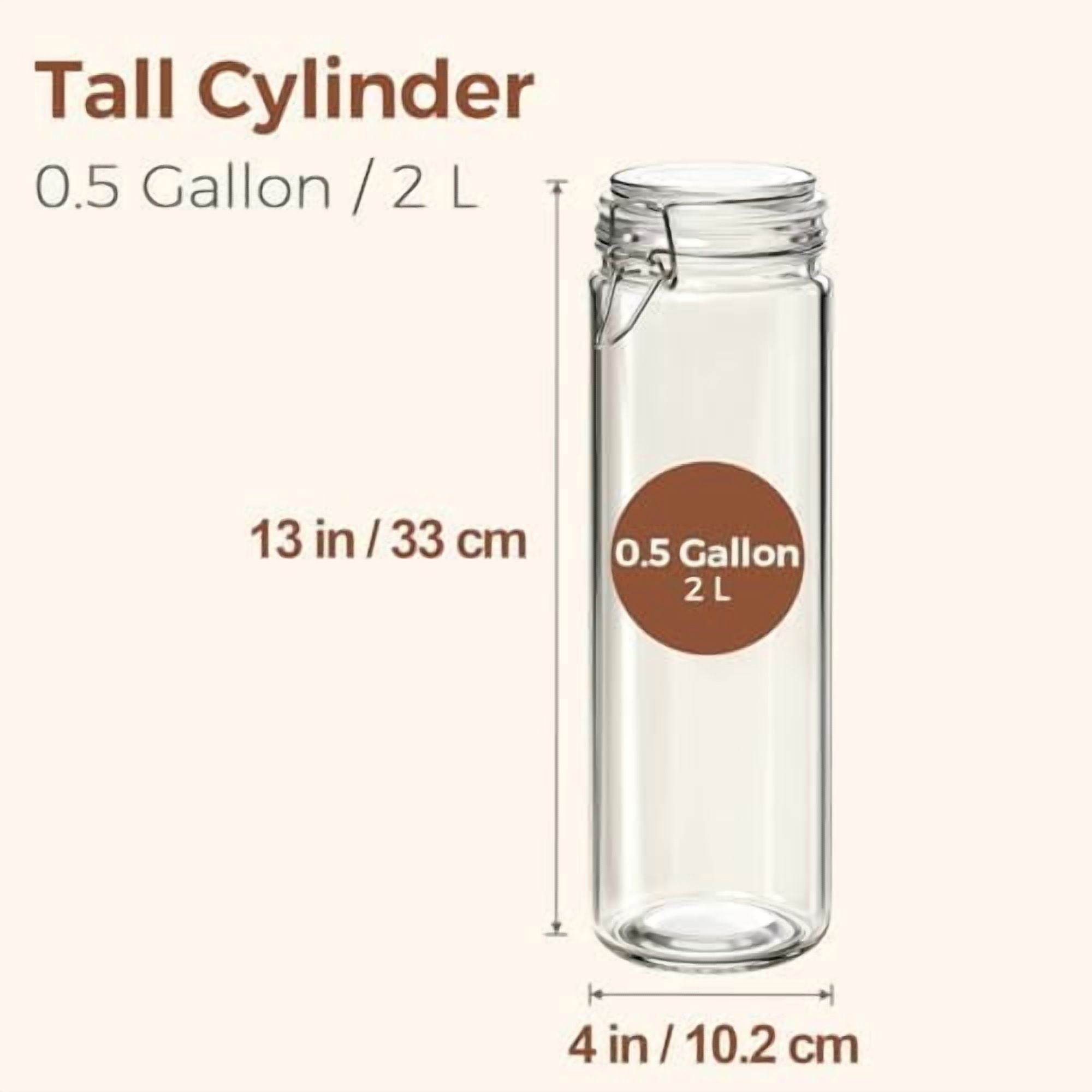 Airtight Glass Jars Set of 3, 0.5 Gallon Food Storage Jar with Lids ...