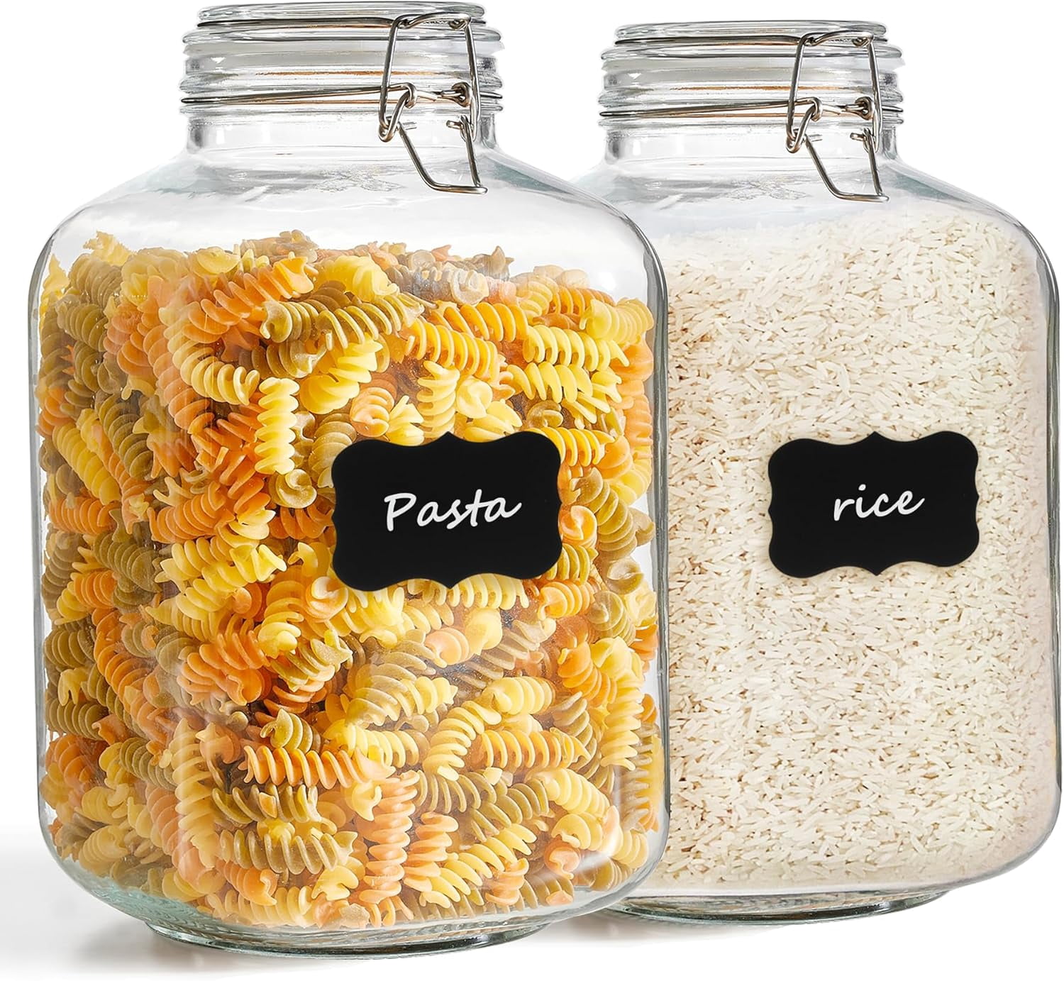 Airtight Glass Jars Set of 3 with Lids, Square Food Storage Jars ...