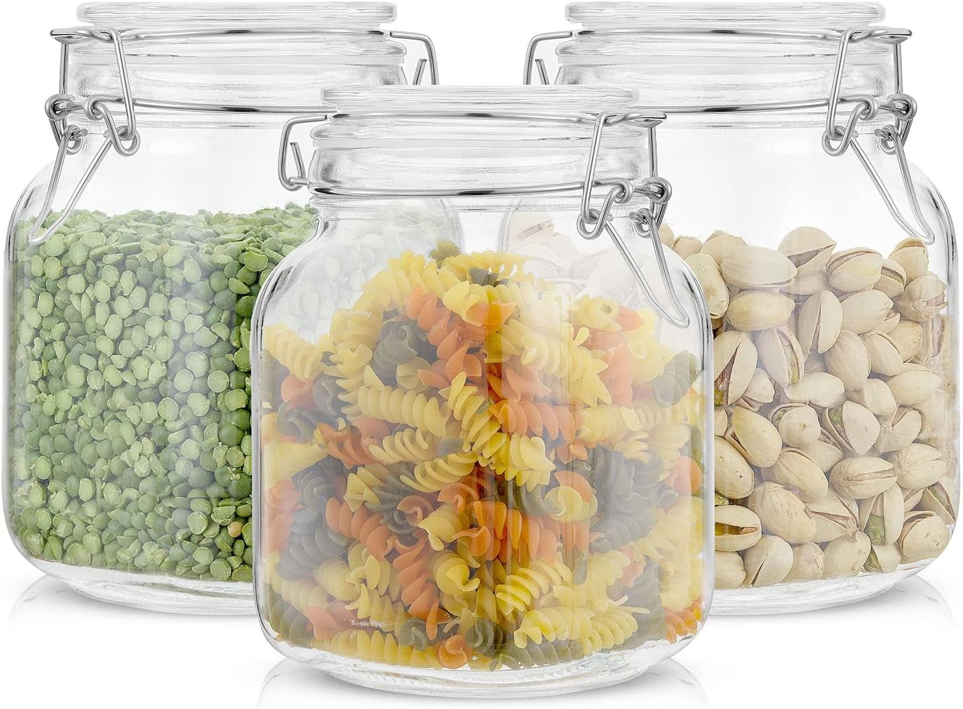 Airtight Glass Jars with Lids Glass Jar with Lid and 6 Silicone Seals ...