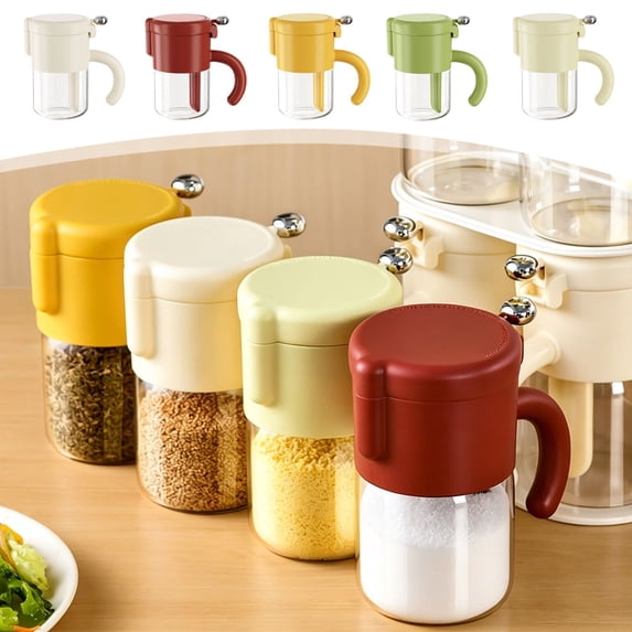 Airtight Glass Spice Jar With Built In Spoon for Kitchen Countertop ...