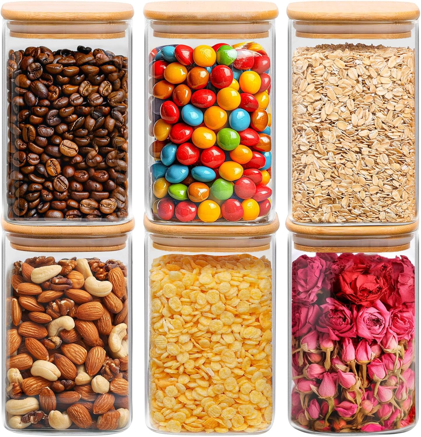 Airtight Glass Storage Canister with Lids , Clear Food Storage ...