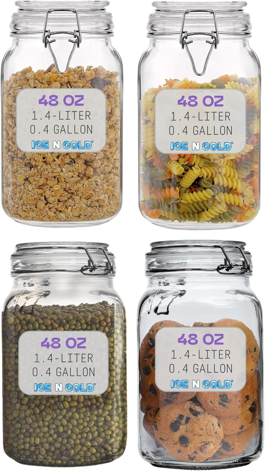 Airtight Glass Storage Jars with Clamp Lid – Food Storage Containers ...