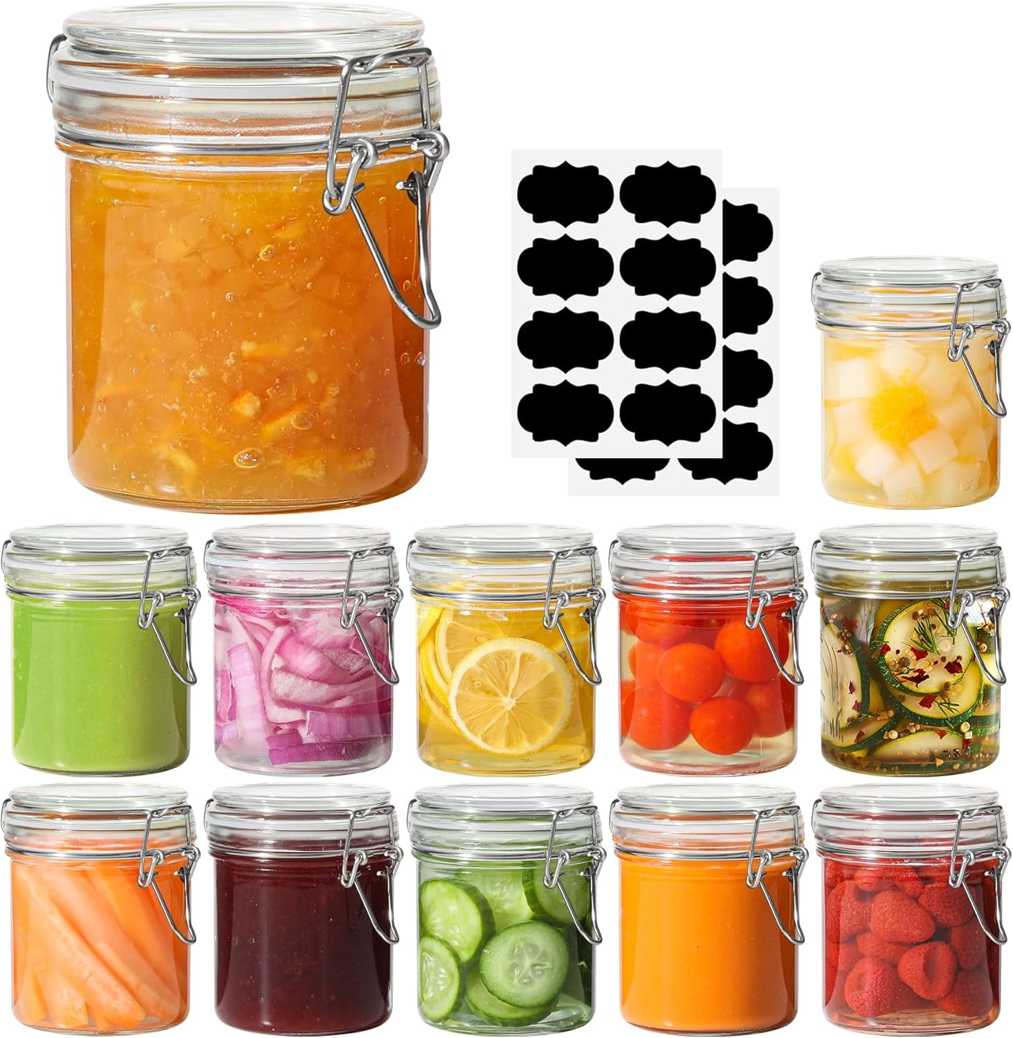 Airtight Glass jar with lid 17oz, Glass Storage Containers with Lids ...