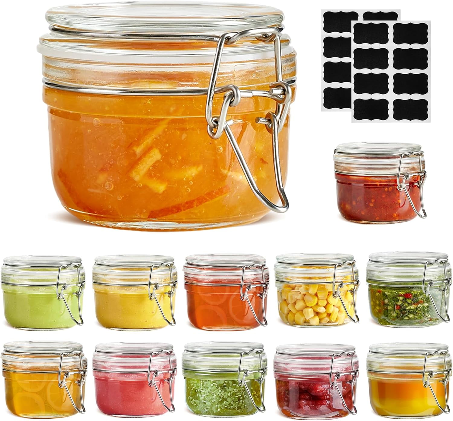 Airtight Glass jar with lid 17oz, Glass Storage Containers with Lids ...