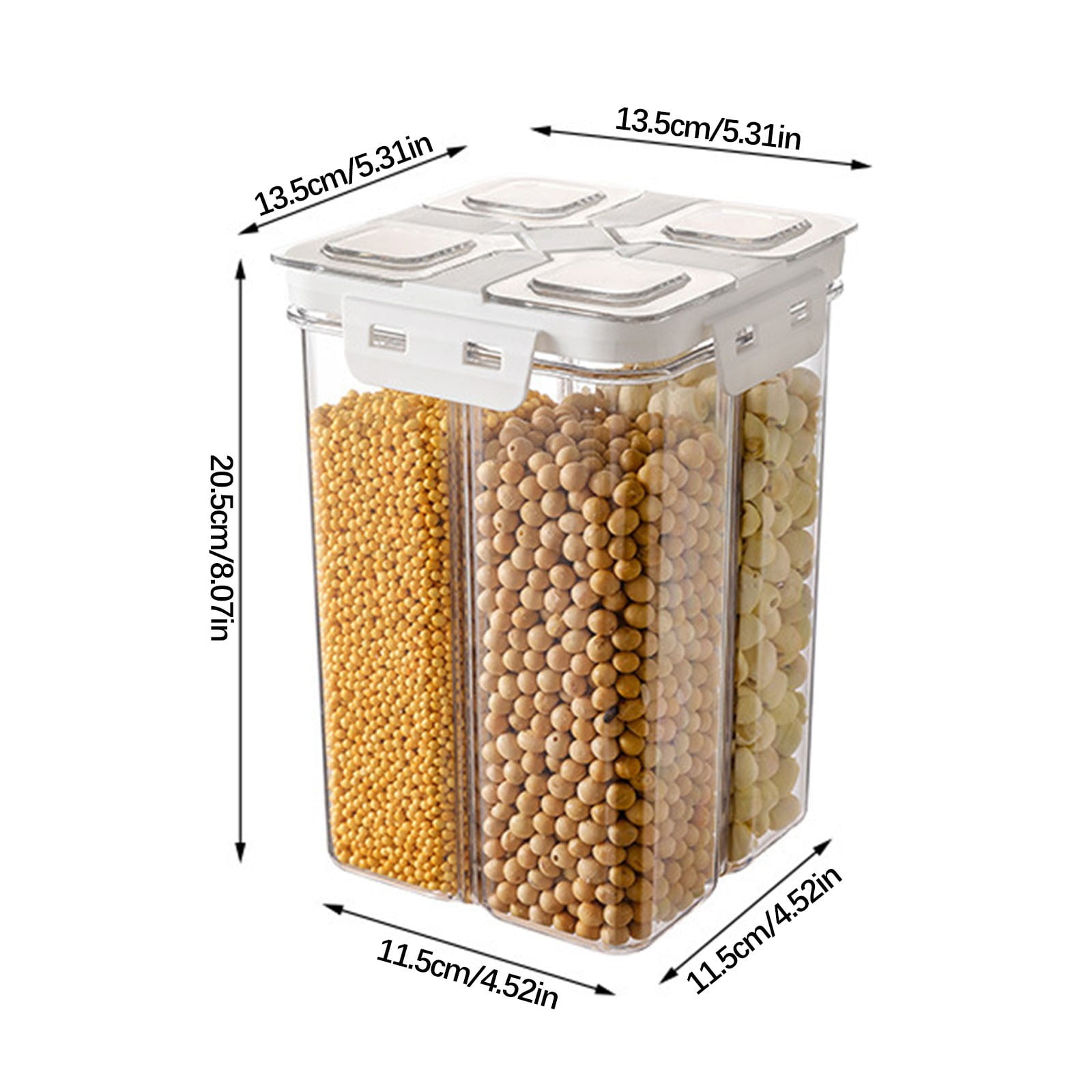 Airtight Grain Storage Jar, Kitchen Rice/Beans Organizer with ...