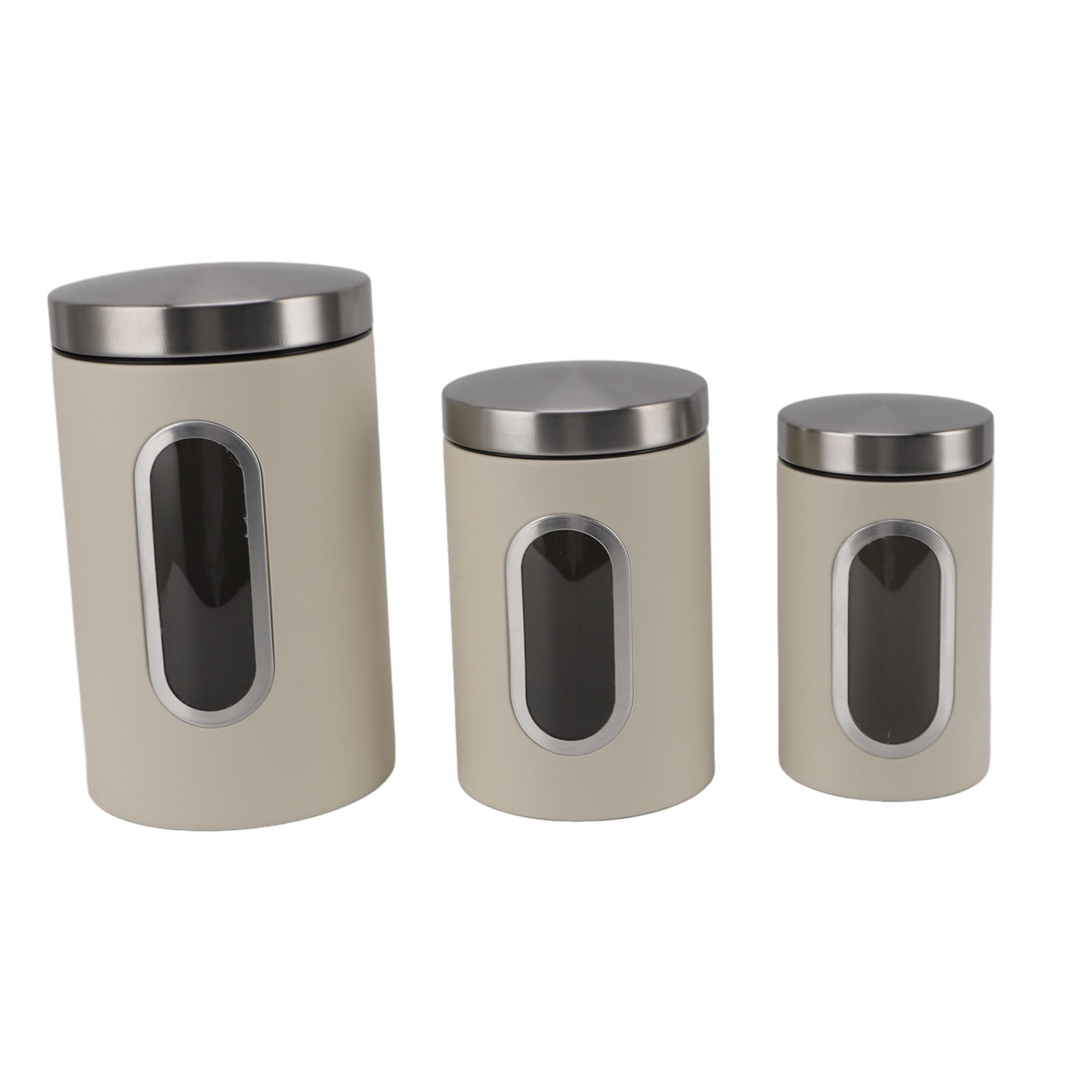 Airtight Kitchen Canisters Set, 3PCS Beige Canister Jars with See ...