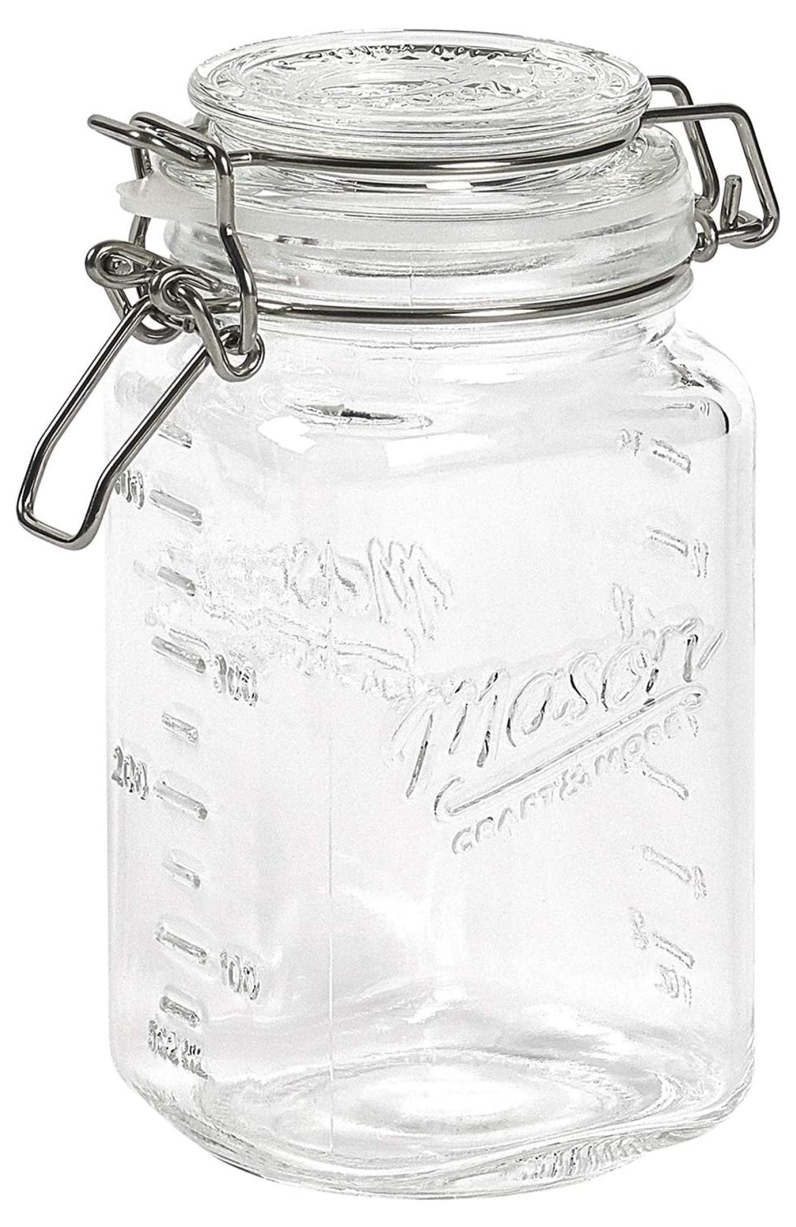 Airtight Kitchen Food Storage Clear Glass Clamp Jars, 50 Ounce (1.5 ...