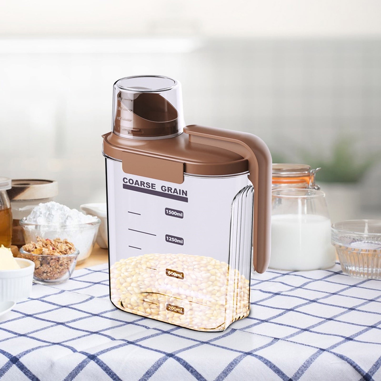 Airtight Kitchen Grain Storage Container | 1500ml Transparent Plastic ...