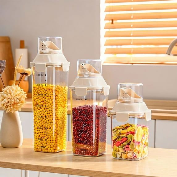 Airtight Kitchen Storage Jars - Transparent Moisture-Proof Containers ...