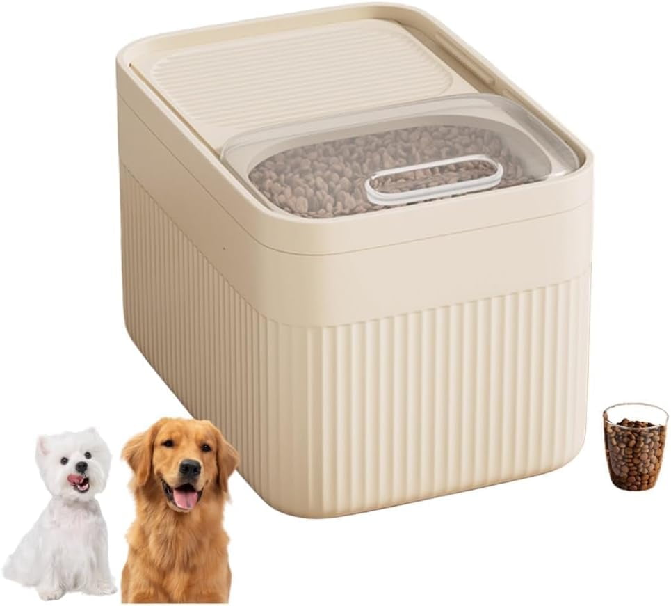 Airtight Pet Food Storage Container, 30 Lbs Capacity Transparent Pet Food Box with Measuring Cup ...