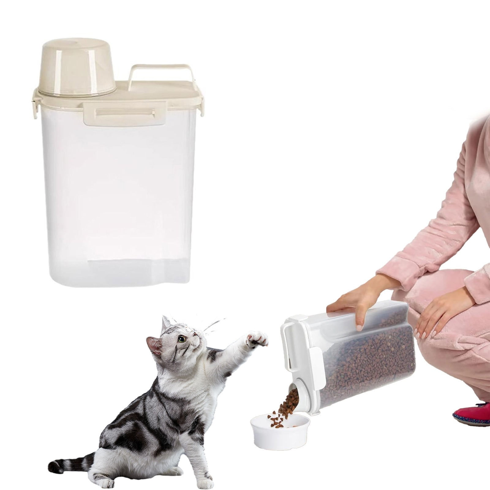Airtight Pet Food Storage Container– Dog & Cat Food Dispenser, Kitchen ...
