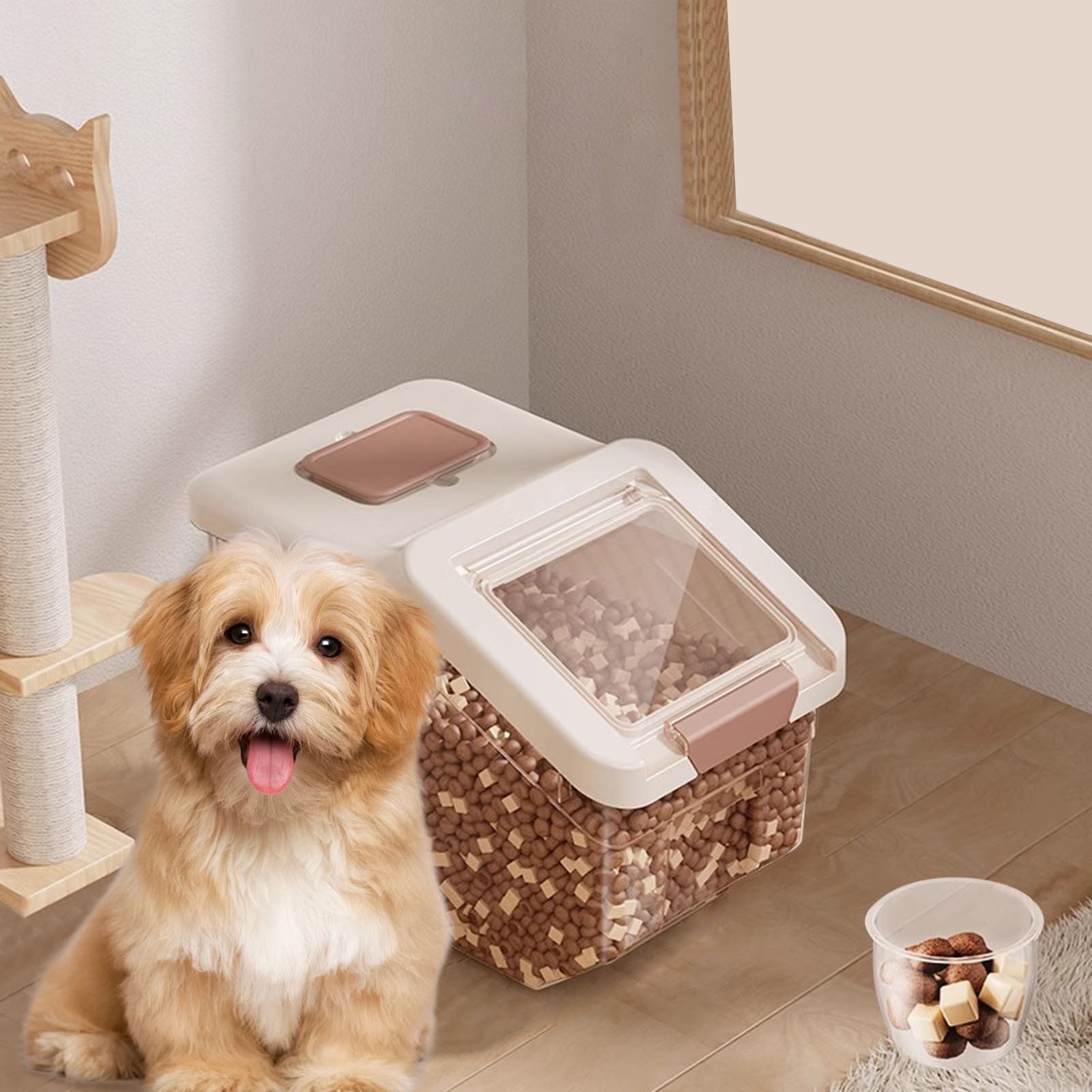 Airtight Pet Food Storage Container - Large Capacity Dog & Cat Food Bin ...