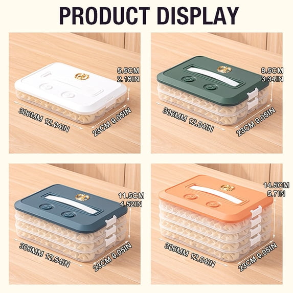 Airtight Plastic Dumpling Storage Container for Freezer, Stackable ...
