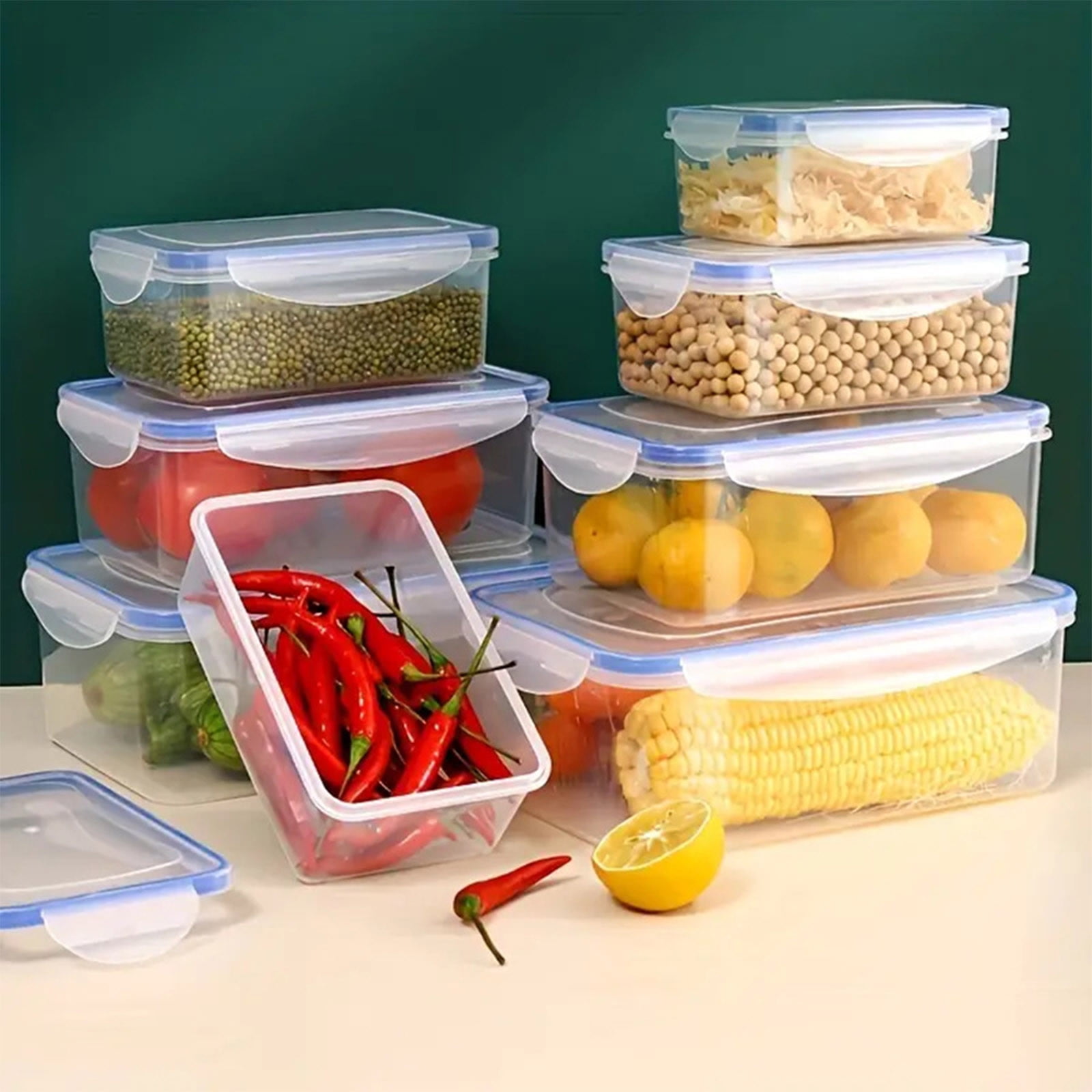 Airtight Plastic Food Storage Containers - 4-Piece Set with Lids ...
