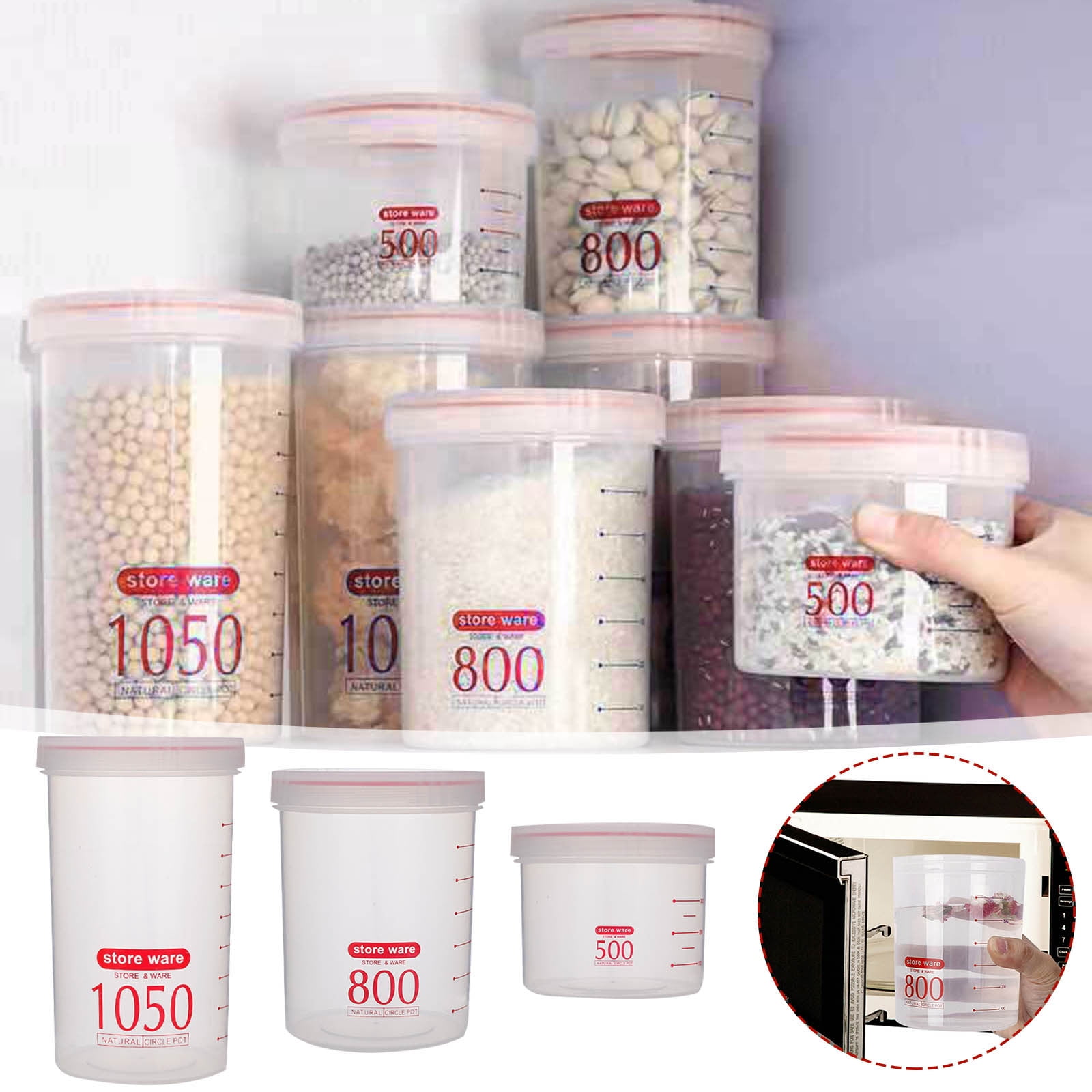 Airtight Plastic Storage Containers with Lids - 10-Piece Set, Stackable ...