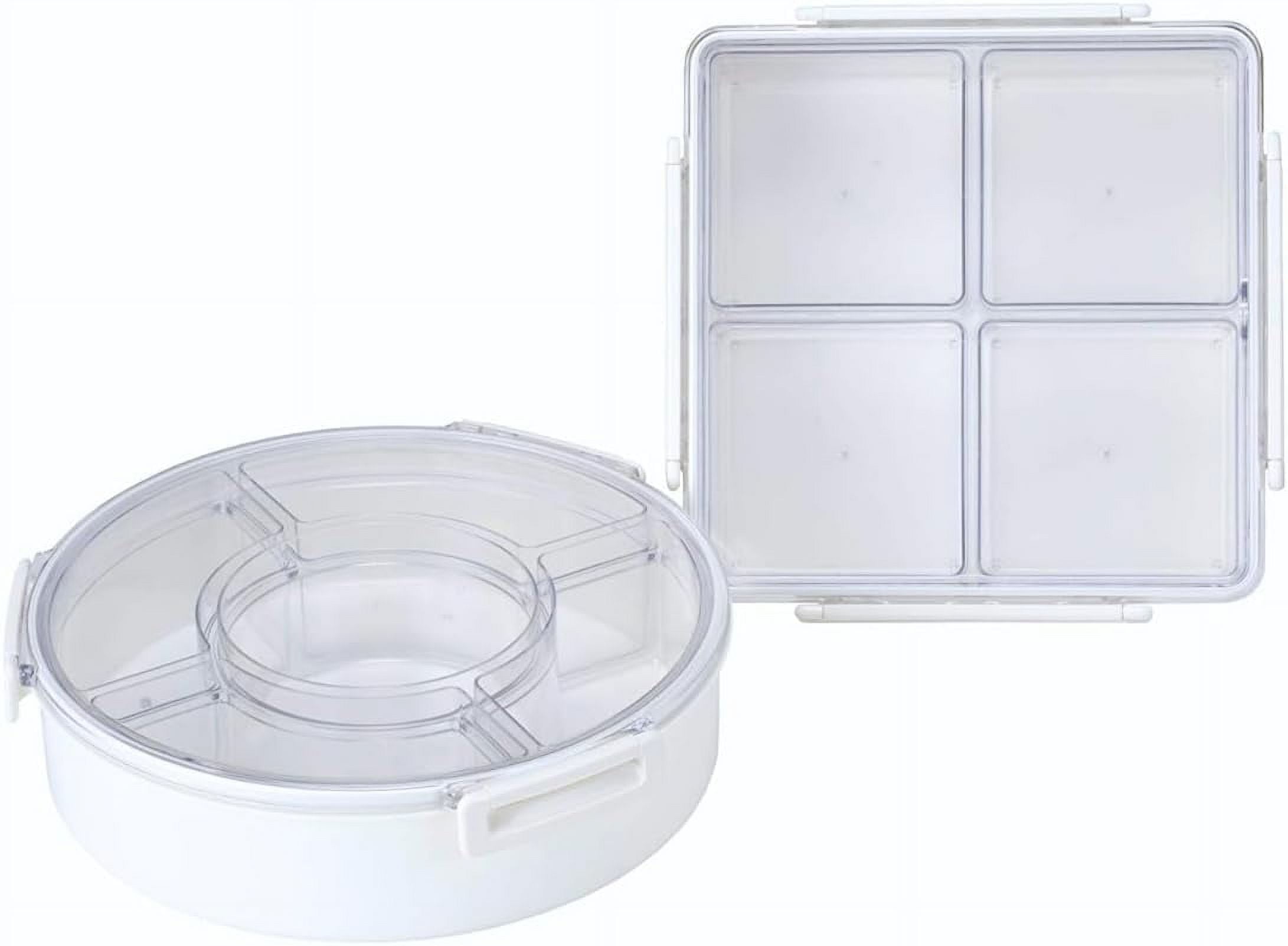 Airtight Removable Divided Serving Tray with Lid Set, Portable Platter ...