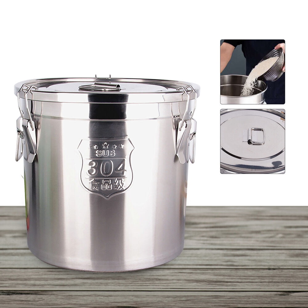 Airtight Rice Bucket 304 Stainless Steel Canister Food Storage ...
