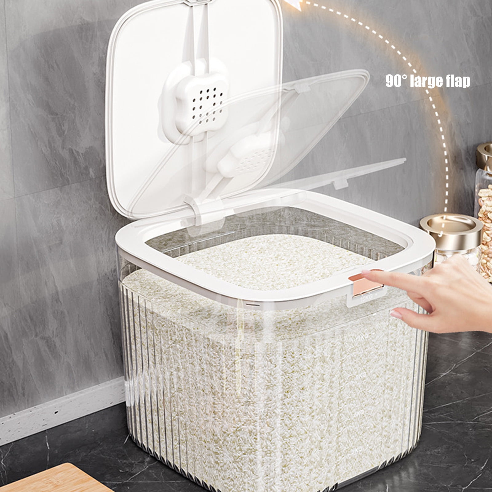 Airtight Rice Dispenser, Covered Rice Bucket for Cereal Grain Flour ...