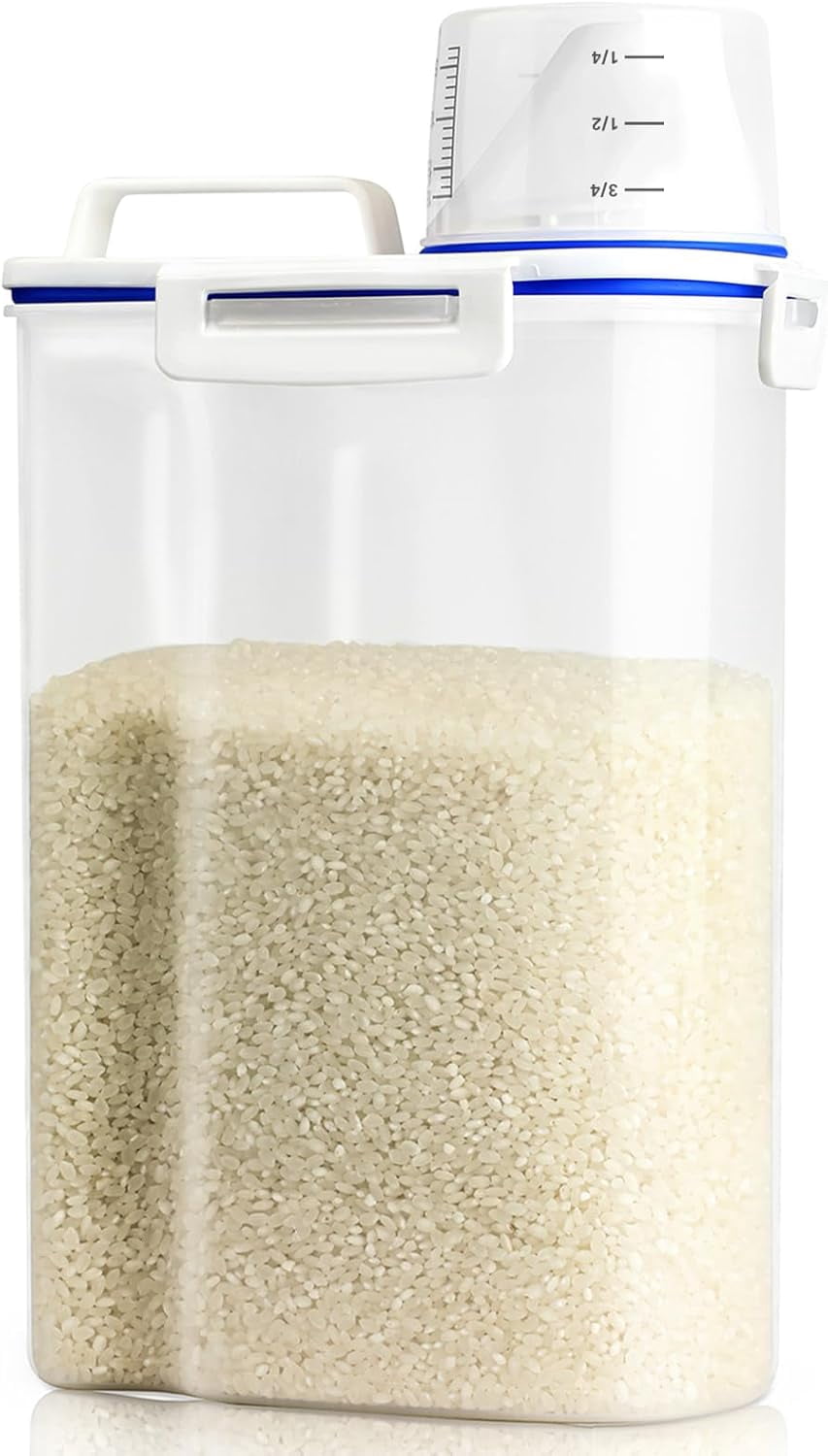 Airtight Rice Storage Container, 3 to 5 lbs Dry Food Canister, BPA Free ...