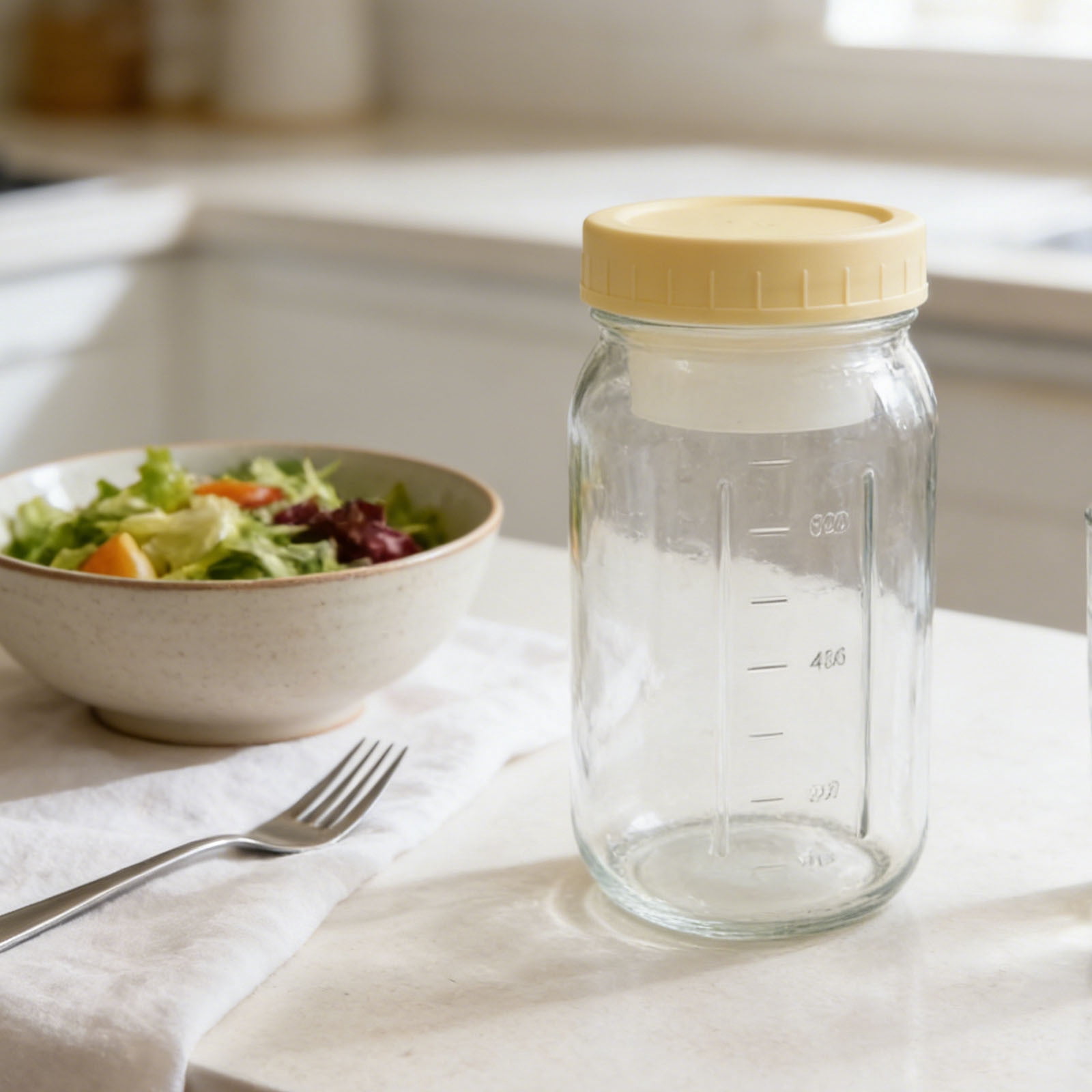 Airtight Salad Jar, Glass Food Storage Container, Keeps Ingredients ...
