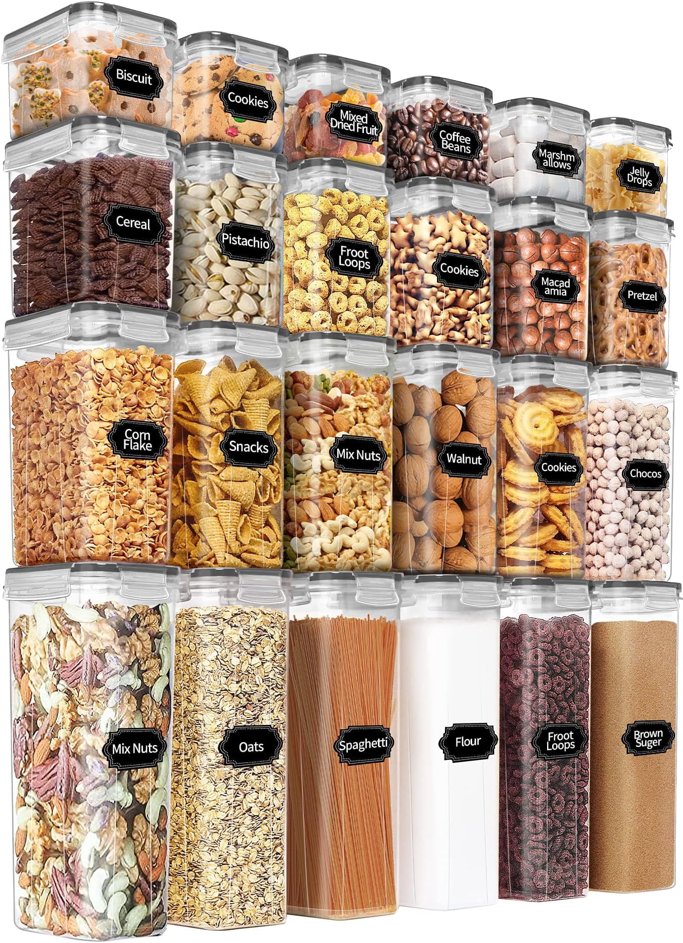 Airtight Storage Containers Set with - 24 count, Kitchen and Pantry ...