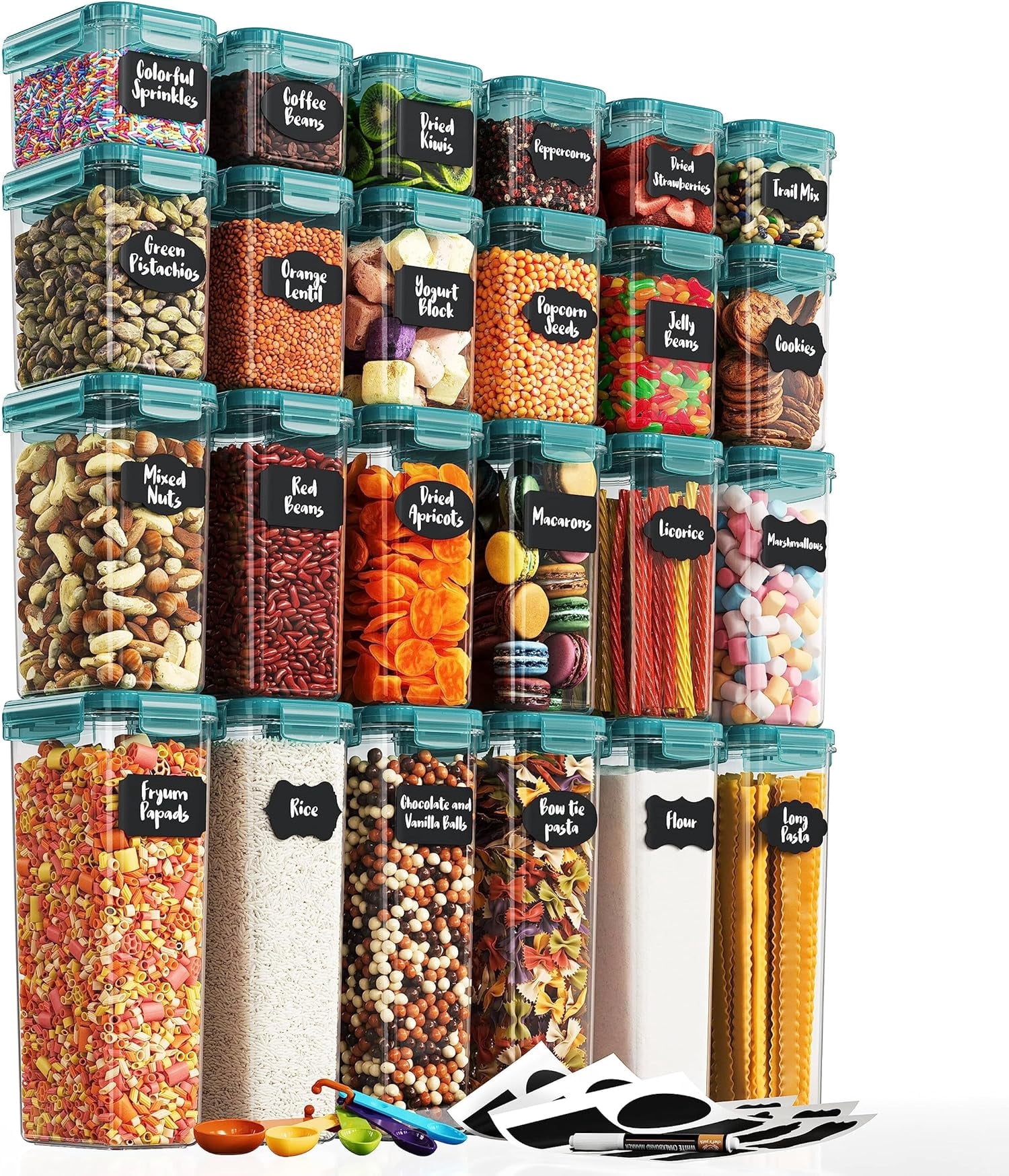 Airtight Storage Containers with , 24 count (Teal Color) Kitchen and ...