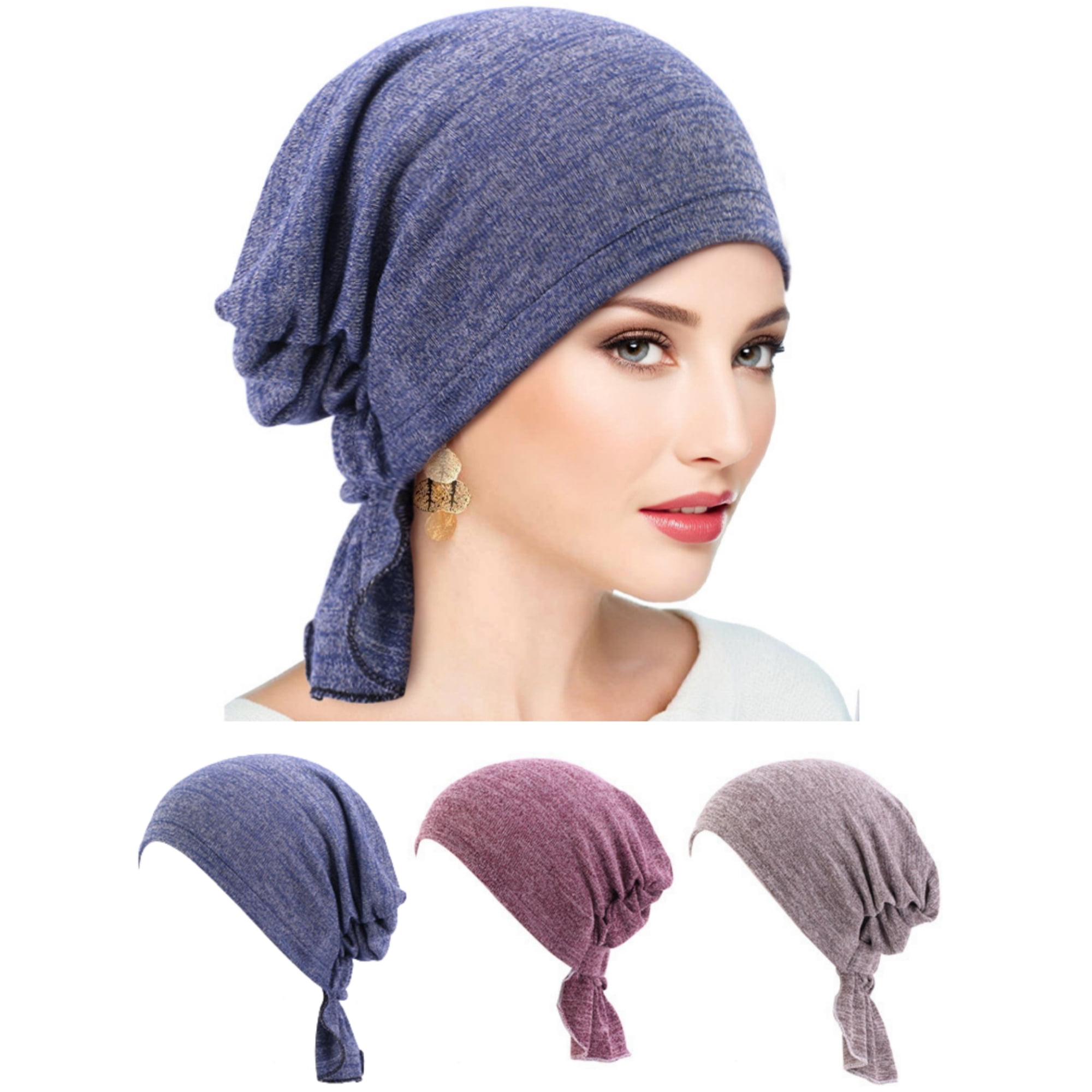 Airvexalon 3 Pack Pre Tied Head Scarves for Women Slip On Chemo Turban ...