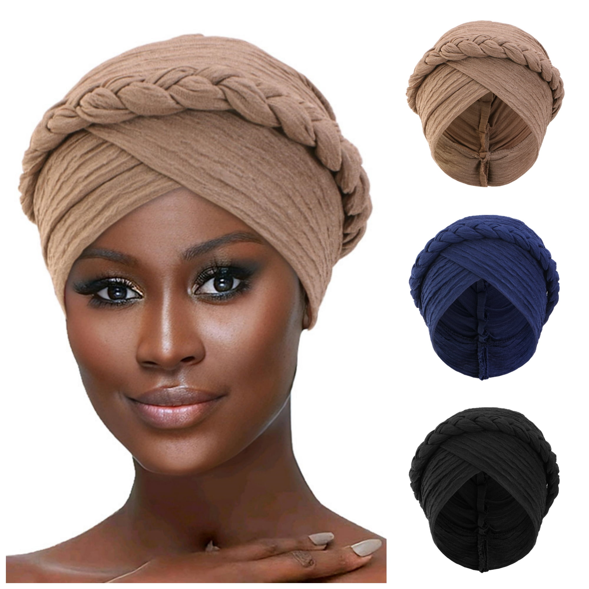 Airvexalon 3 Pieces African Women Turban Caps Beanie Twist Headscarf ...