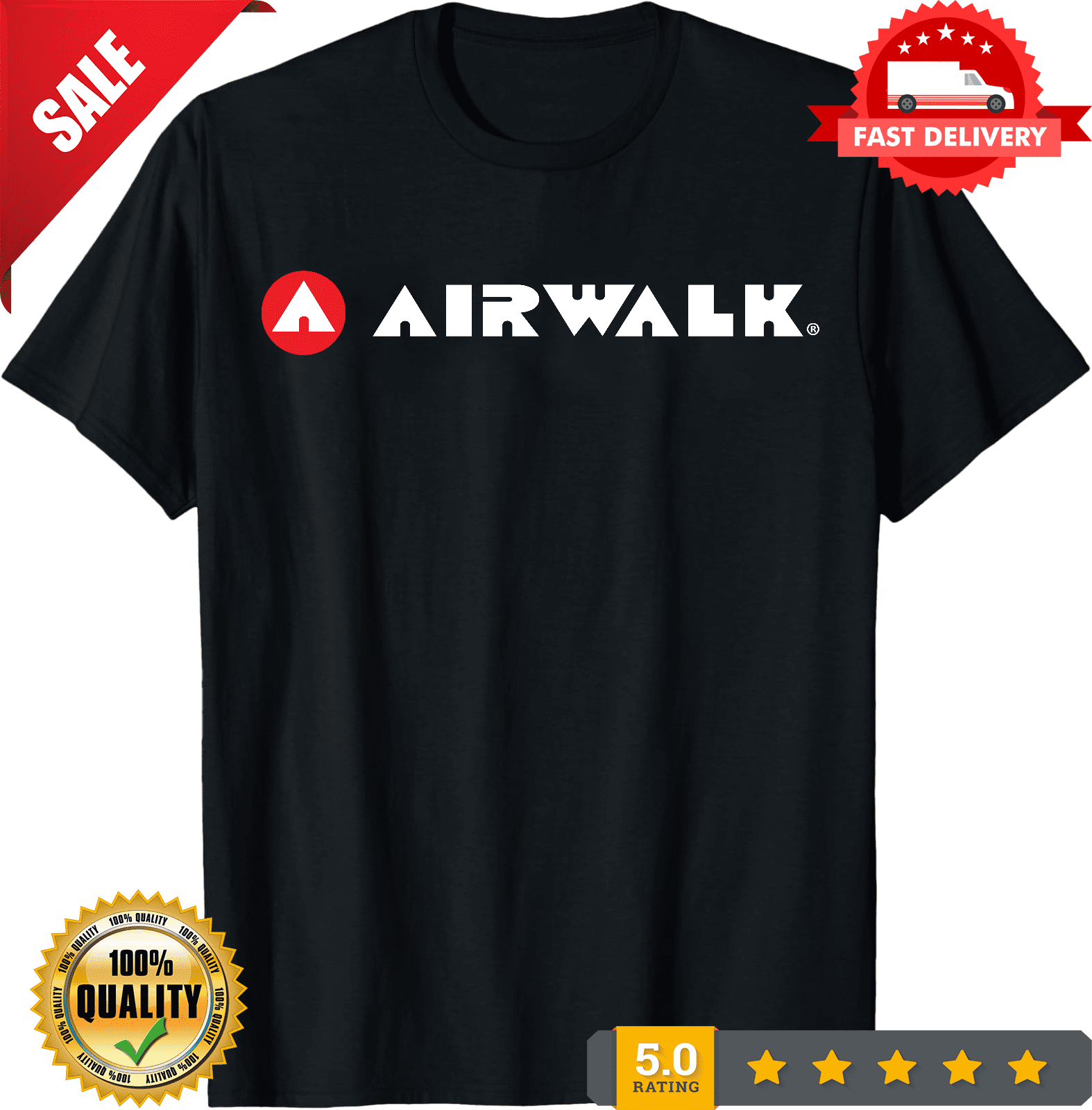 Airwalk logo (white text) classic Logo Men's Black T-Shirt Funny Size S ...