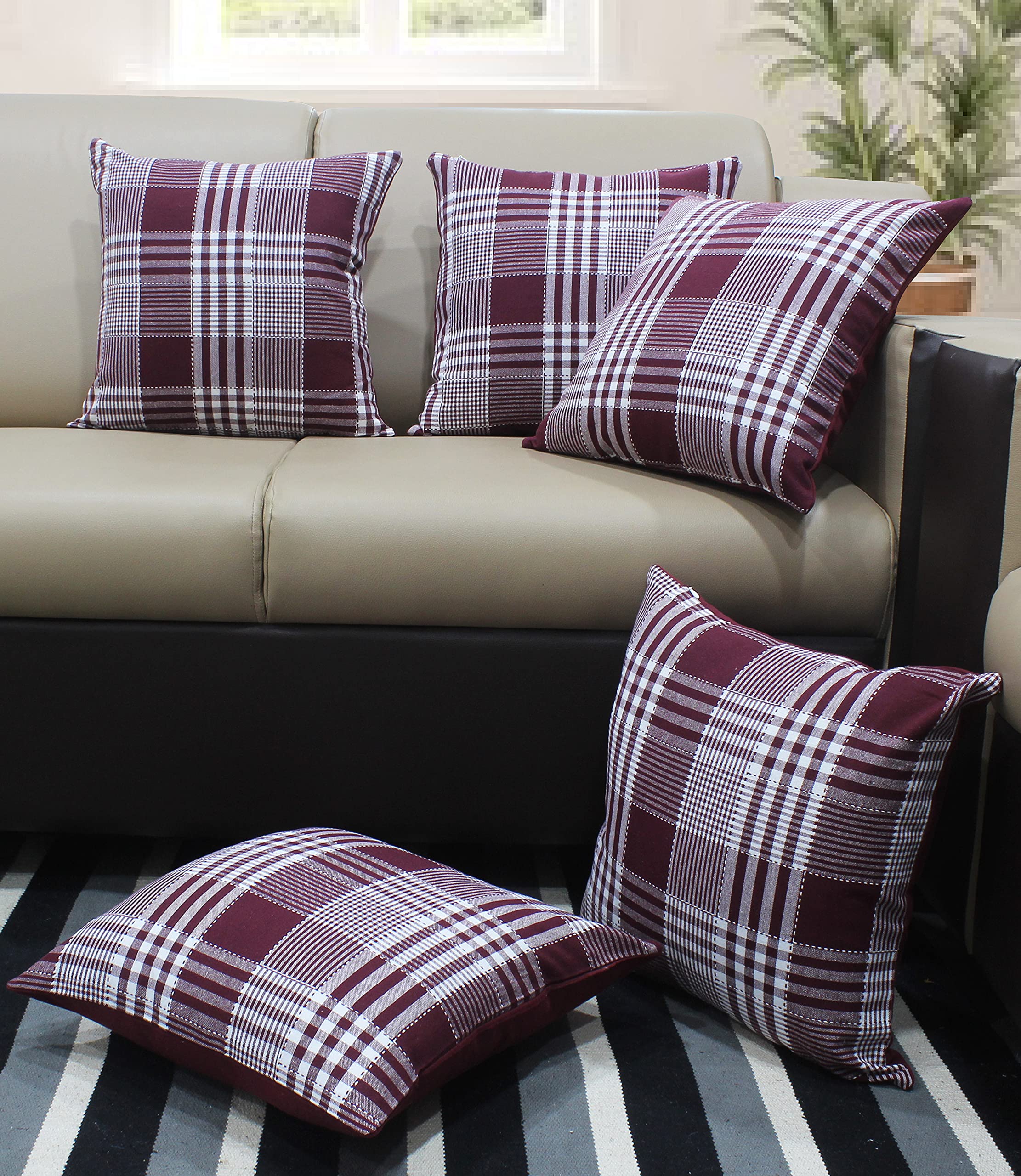 Airwill Cotton Track Dobby Maroon Themed Cushion Covers For Cushions ...