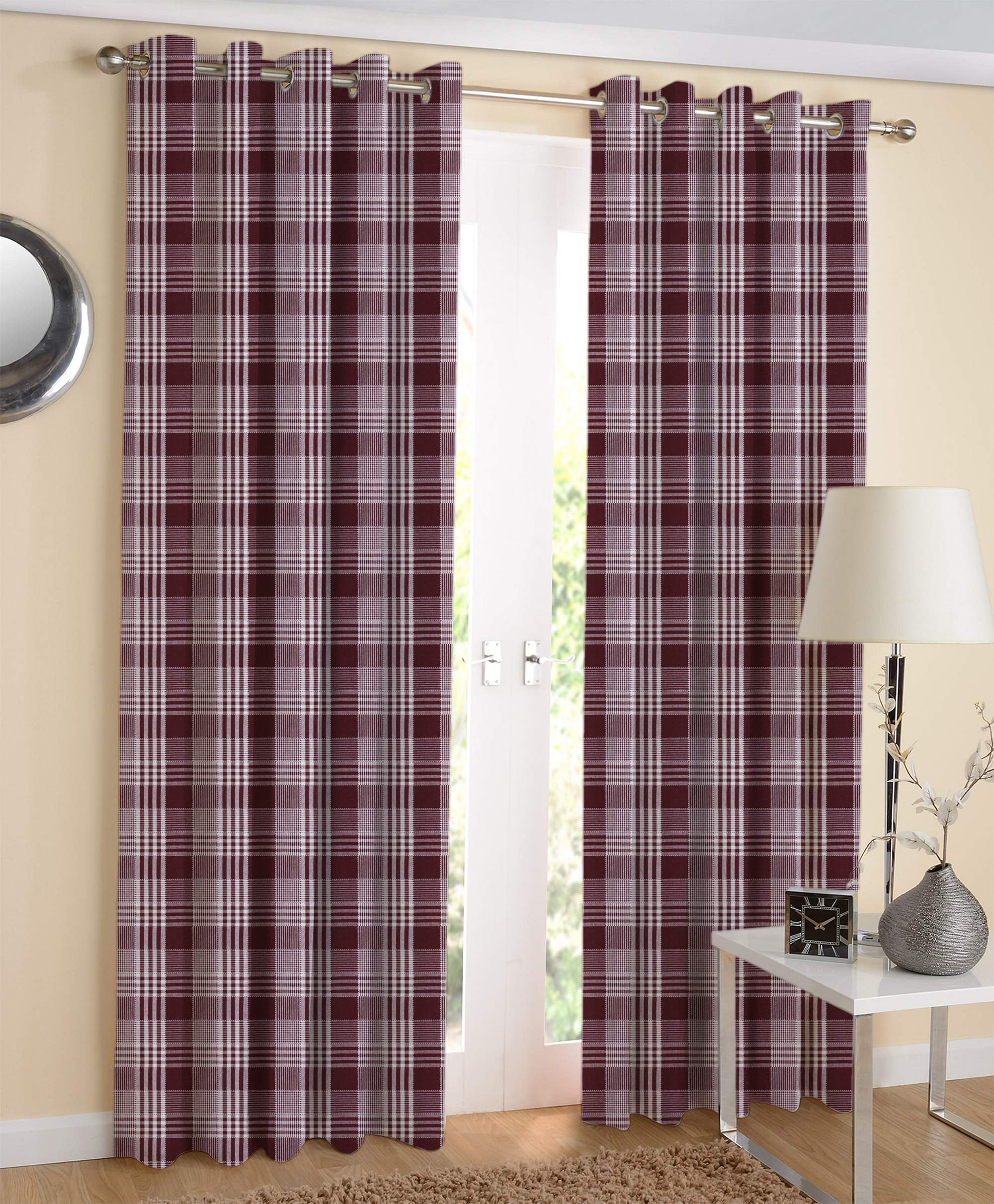 Airwill Designer Cotton Window Curtains (Maroon, 4Ft Width And 5Ft In ...