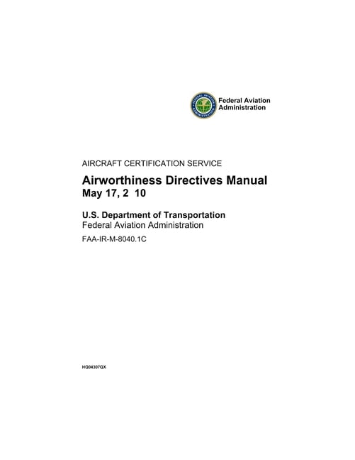 Airworthiness Directives Manual (Federal Aviation Administration) : Faa ...