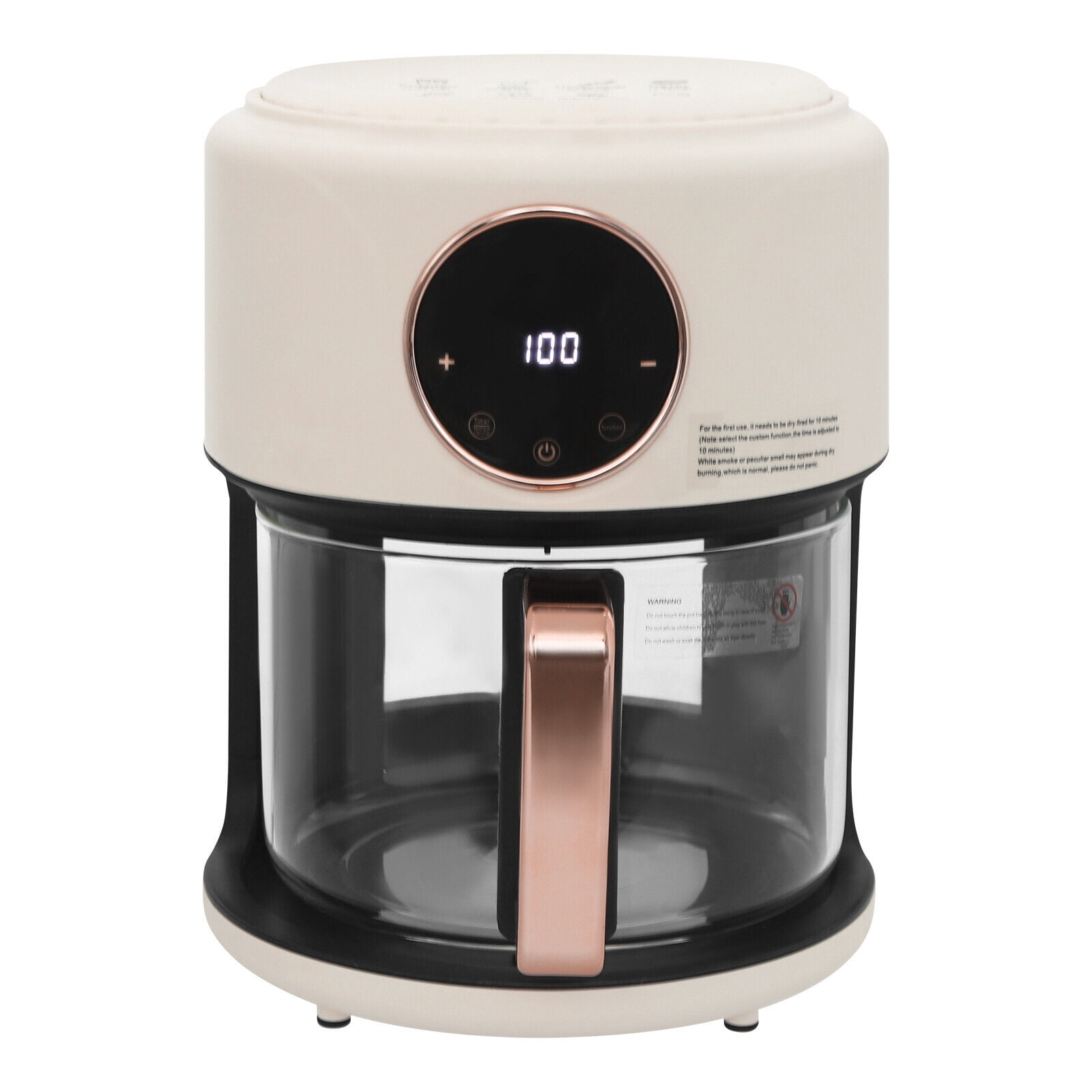 Airy Fryer, 3.81Qt 1200W Glass Air Fryer, 360° Viewable, Digital ...