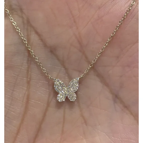 Aishvi Jewels 0.80Ct Round Cut Real Moissanite Dainty Butterfly Pendant ...