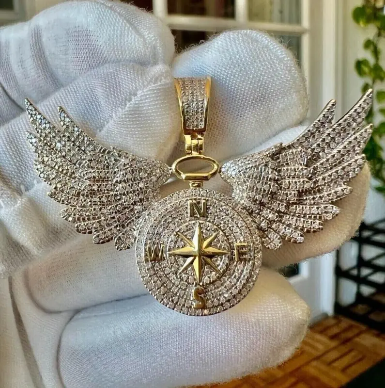Aishvi Jewels 2.60Ct Round Cut Simulated Diamond Flying Wings Compass ...