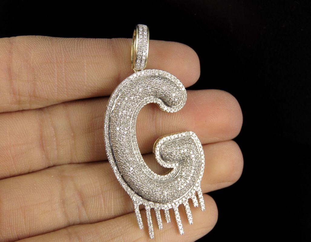 Aishvi Jewels 2Ct Round Cut Lab-Created Diamond Initial Alphabet ''G'' Letter Pendant 14K Yellow ...
