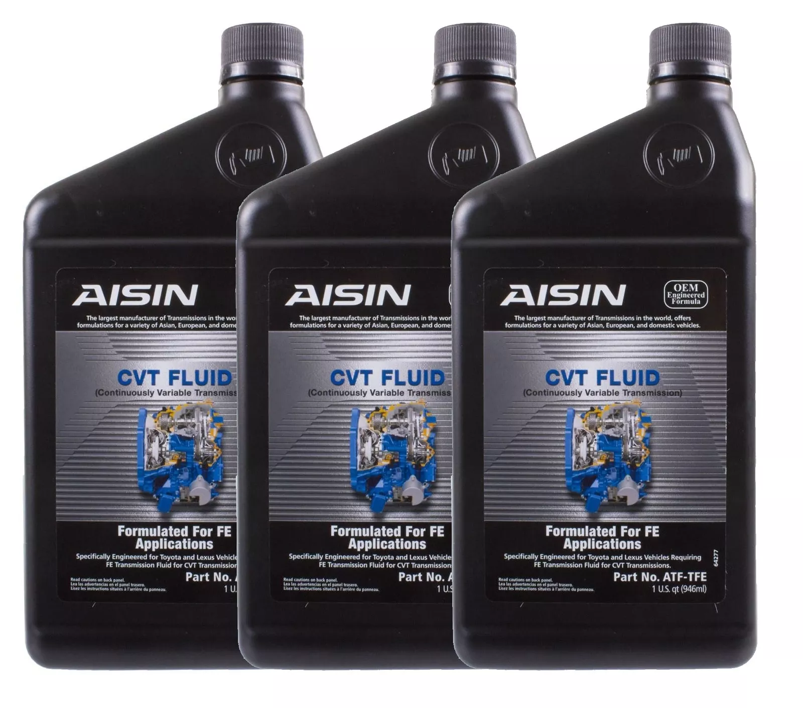 Aisin 3 Quart Auto Trans Fluid CVT ATF-TFE for UX200 iM iQ Corolla 3 x 1qt - Walmart.com