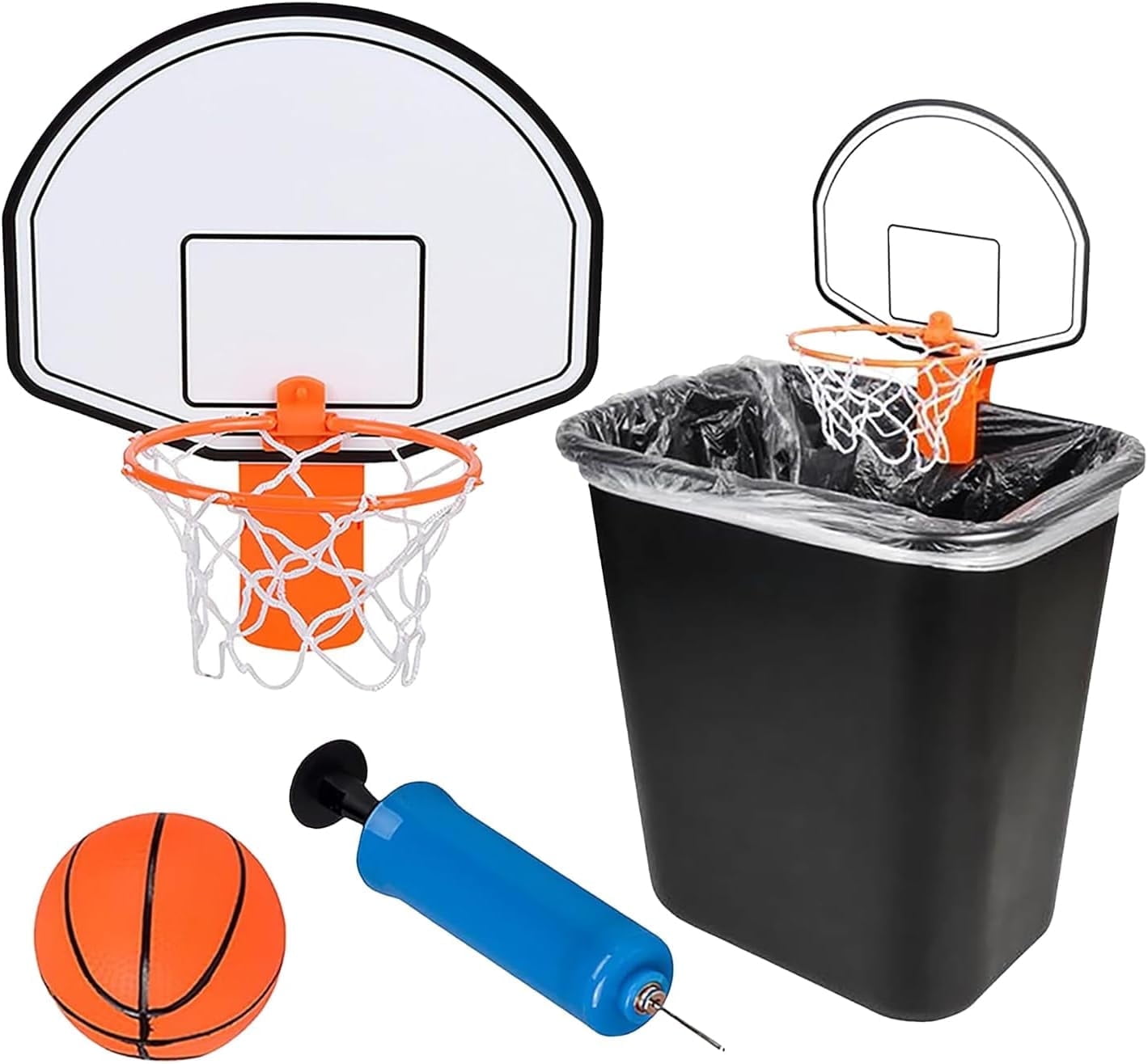 AISLE 3 ESSENTIALS Clip On Basketball Trash Can Set, Mini Hoop with ...