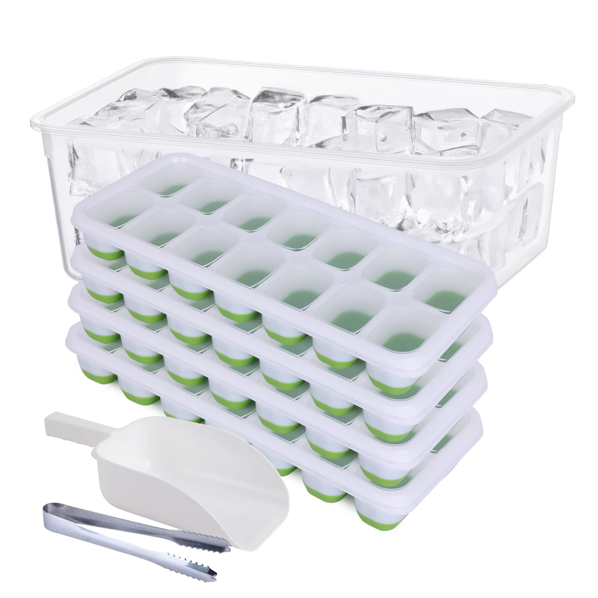 Aisle 3 Essentials Ice Bucket and 4 Trays Combo Set | Large Bin & Lid ...