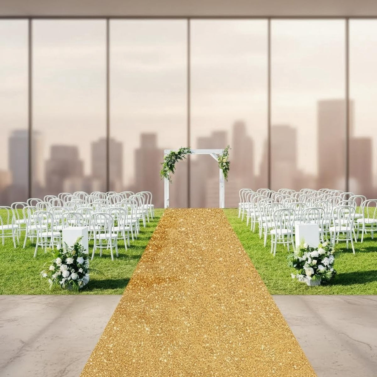 Aisle Runner for Wedding Ceremony: Sequin Fabric - Gold Sparkly Carpet ...
