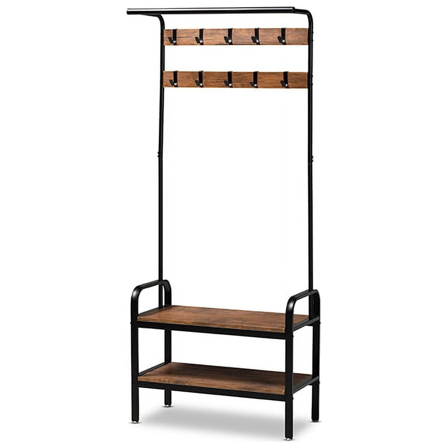 Aislin Vintage Rustic Industrial Distressed Wood and Black Metal ...