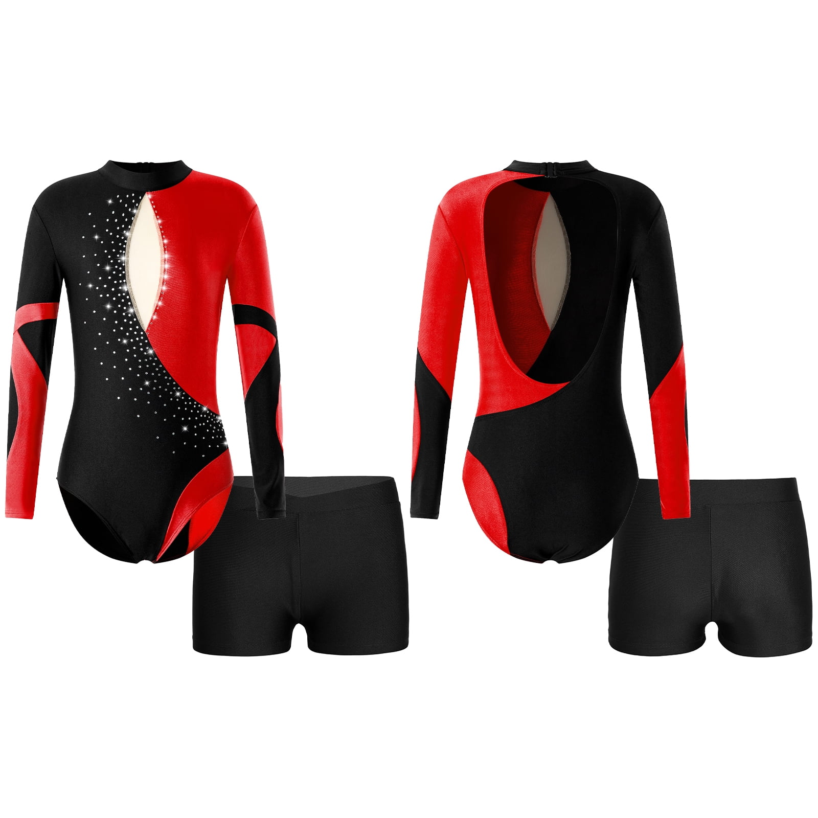 Aislor 2Pcs Kids Girls Long Sleeve Unitards Ballet Dance Gymnastic ...