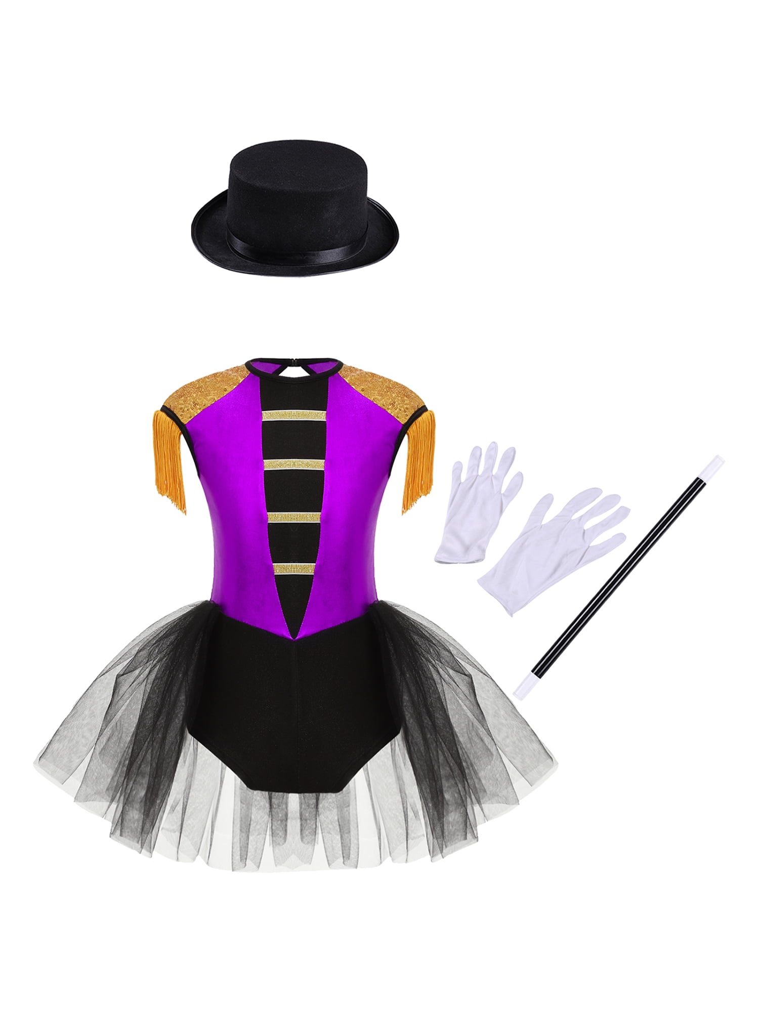 Aislor 4Pcs Girls Magician Drummer Costume Kids Carnival Party Tutu ...